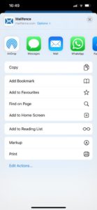 Mailfence progressive web app installation for iOS and Android